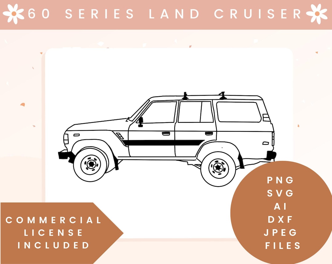 60 Series Toyota Land Cruiser Outline Digital Download Vintage Off-road ...