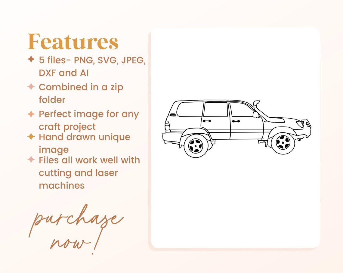 100 Series Toyota Land Cruiser Outline Digital Download Toyota LC100 ...