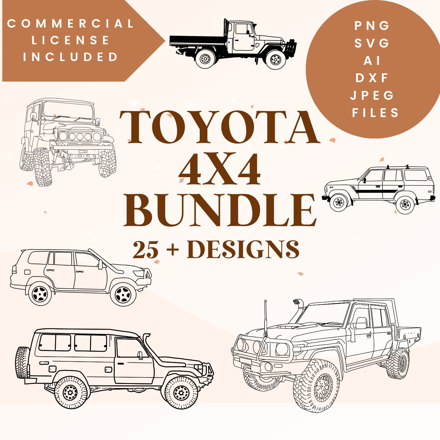 Land Cruiser 4x4 SVG Bundle Toyota Land Cruiser Laser Cut Files Off ...