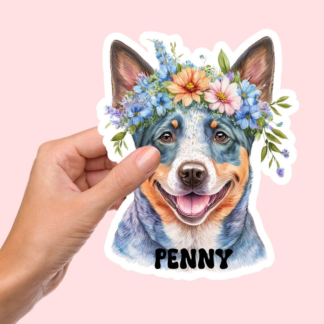 Blue Heeler Cattle Dog Sticker Decal Australian Cattle Dog Custom Name ...