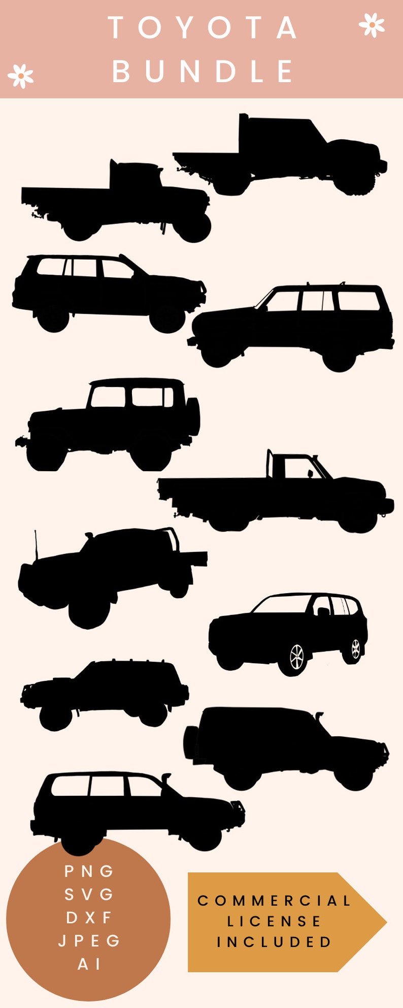 Land Cruiser Silhouette SVG Toyota Land Cruiser Laser Cut Files Offroad ...