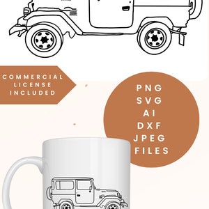 Toyota 40 Series Land Cruiser Cut File FJ40 Outline Vintage 4x4 Truck ...