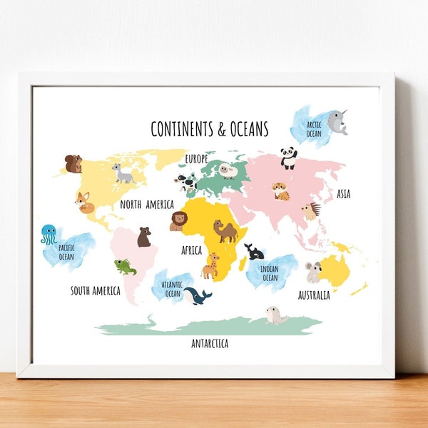 Continents Poster for Classroom - Etsy