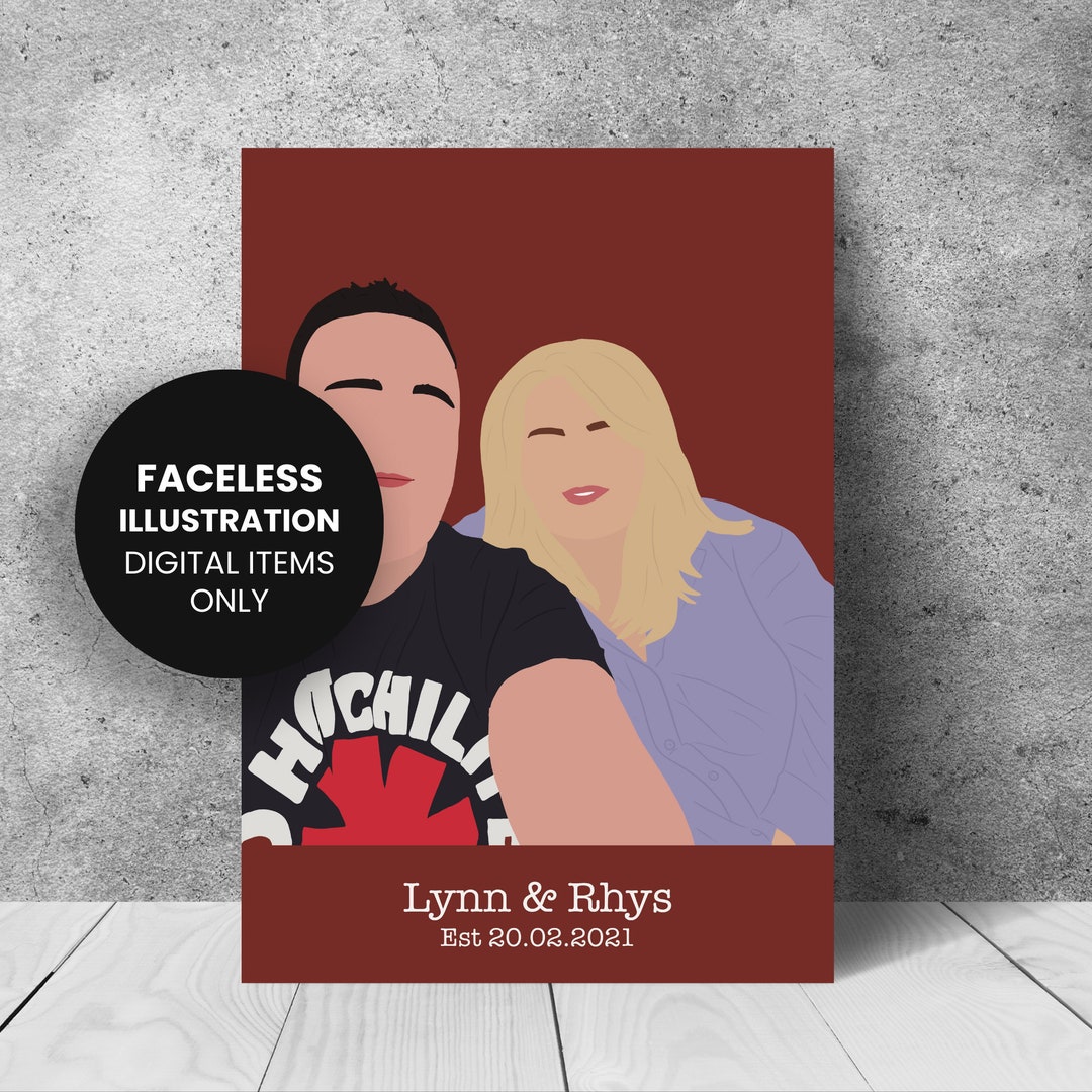 Faceless Digital Portrait, Couple Digital Faceless Illustration ...