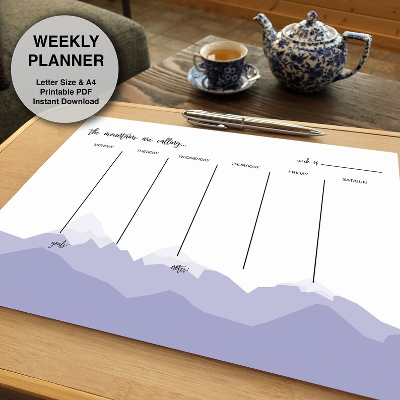 Weekly Planner Printable, Mountain Planner, Undated Weekly Plan, Weekly ...