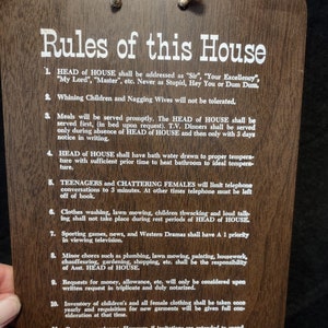 Funny House Rules Wood Wall Hanging - 1968 Tip'n Twinkle Retro Decor - Etsy