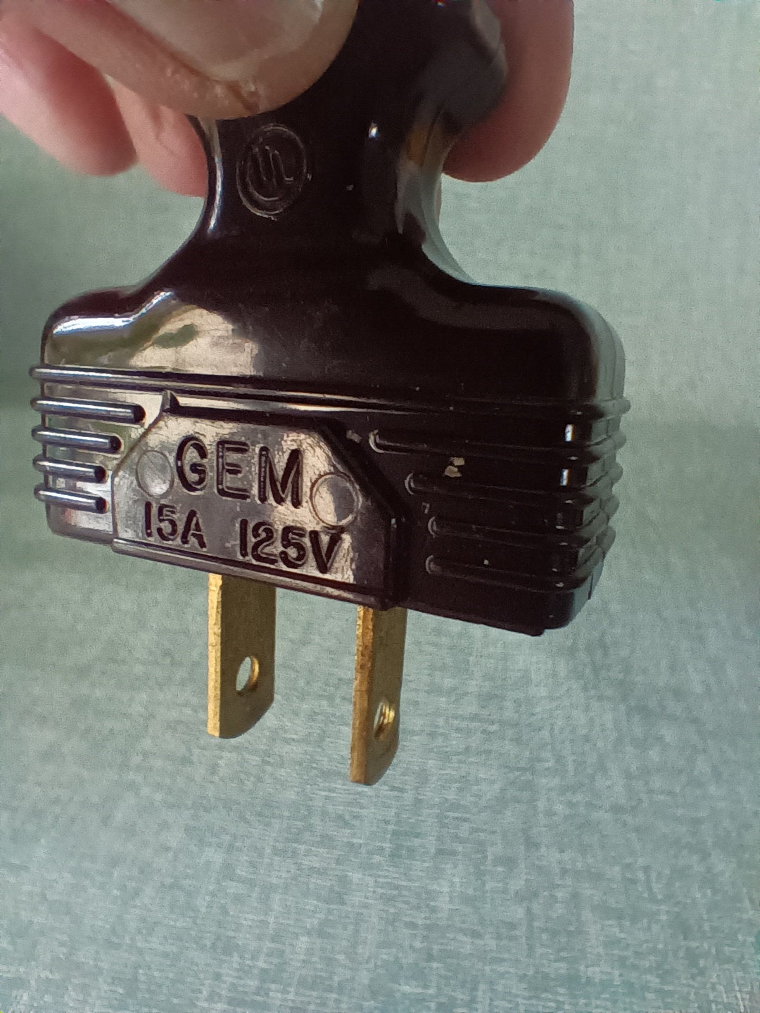 Vintage Bakelite Replacement Plug Gem 15A 12.5V Holds Cloth Covered ...