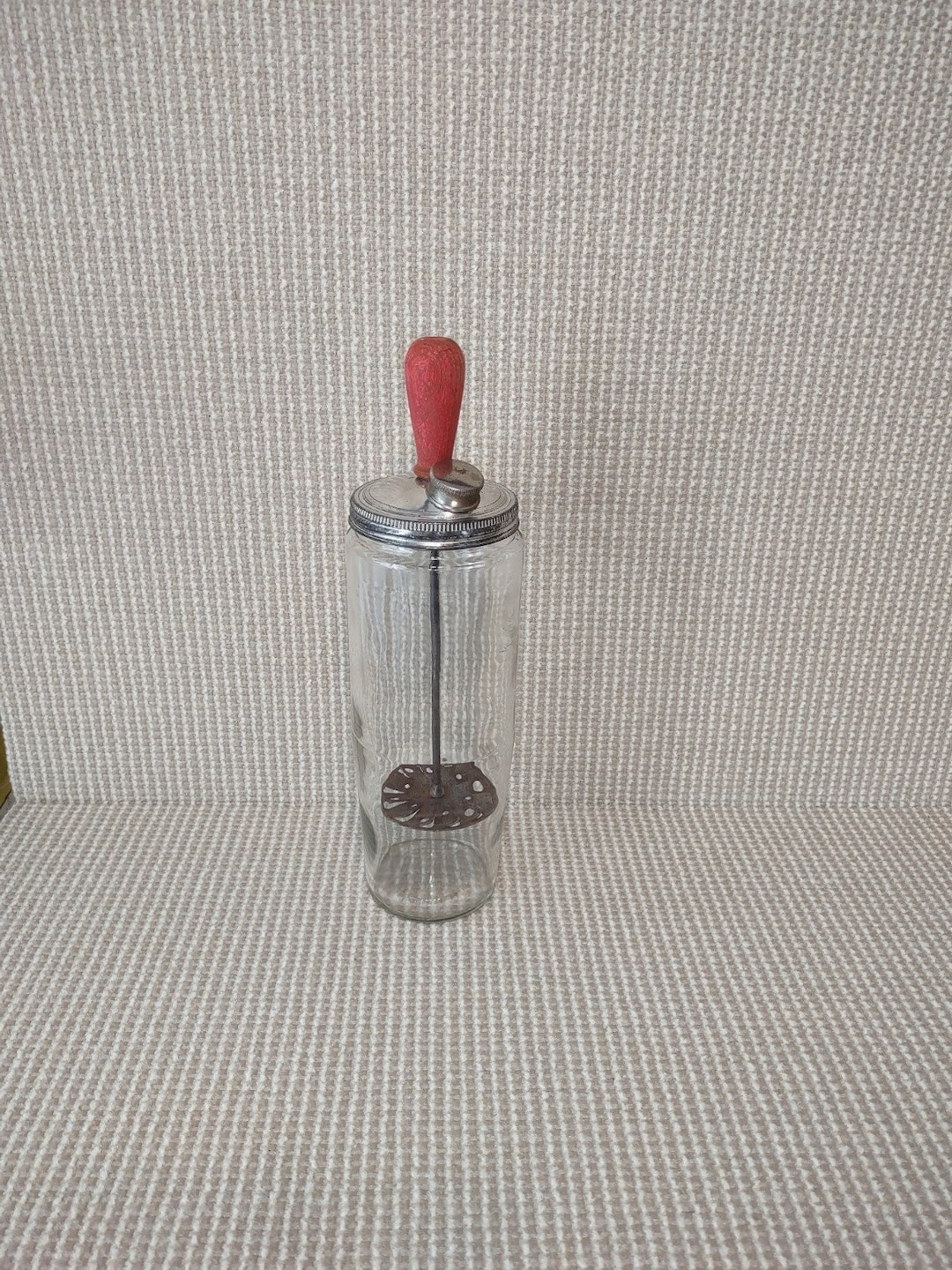 Vintage 1940s Red Wood Handle Hand Mixer/plunger Anchor Hocking Vintage ...