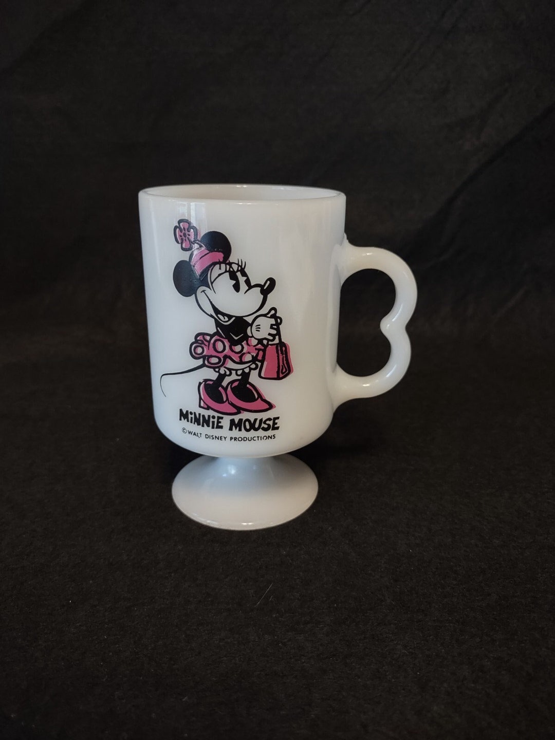 Vintage Minnie Mouse Milk Glass Pedestal Mug With Mouse Ear Handle - Etsy
