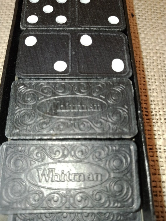 Vintage Whitman’s Double Six 28 piece Wooden Domino Set Dominoes Tile ...