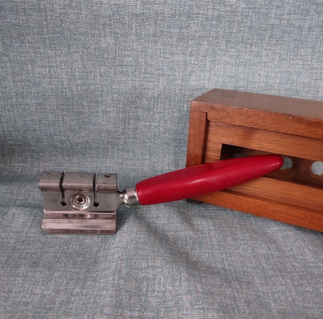 1950s Red Wood Handle Ekco A & J Pull Through Knife Sharpener With ...