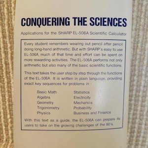 1986 SHARP EL-506A Conquering the Sciences - Applications for Sharp ...