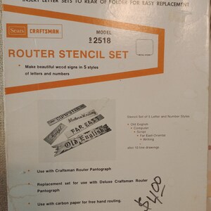 Sears Craftsman Router Stencil Set Model 9 2518 - Woodworking - Stencil ...