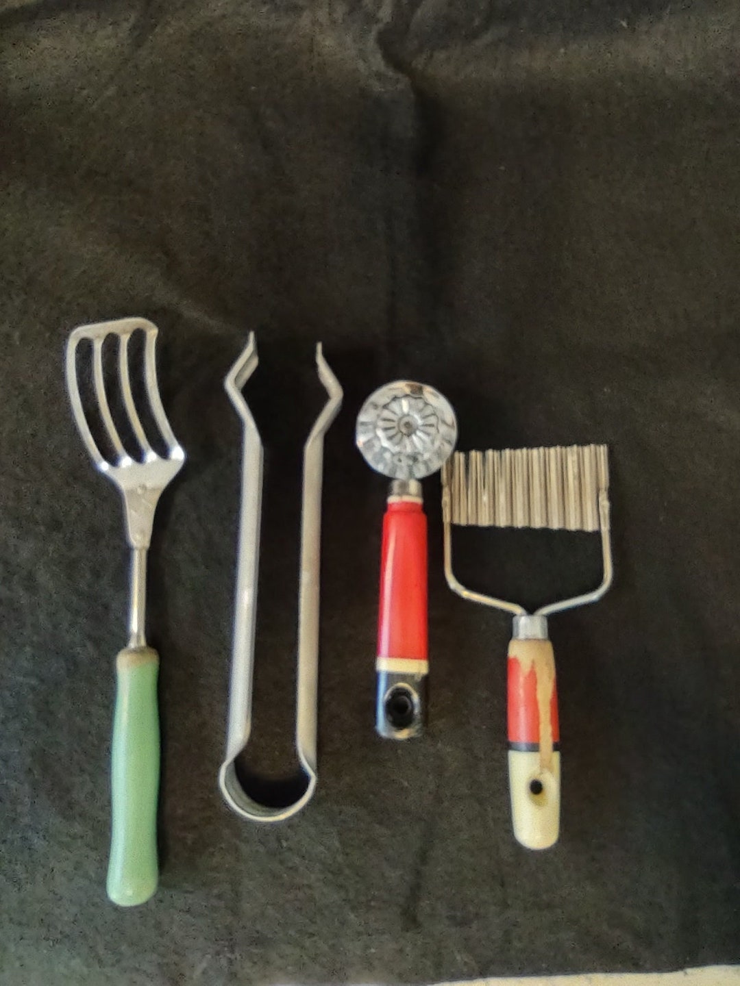 Various Kitchen Utensils From 1940s-1960s - Painted Wood Handles ...