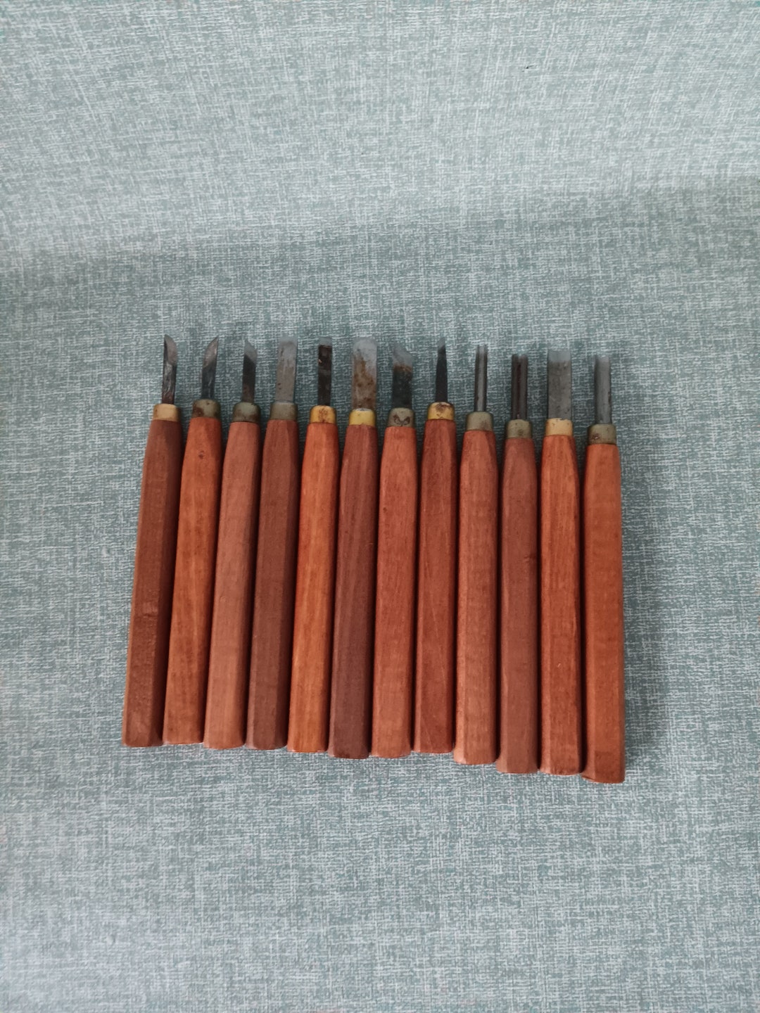 Vintage 12 Piece Wood Carving Chisel Tool Set With Copper Collars ...