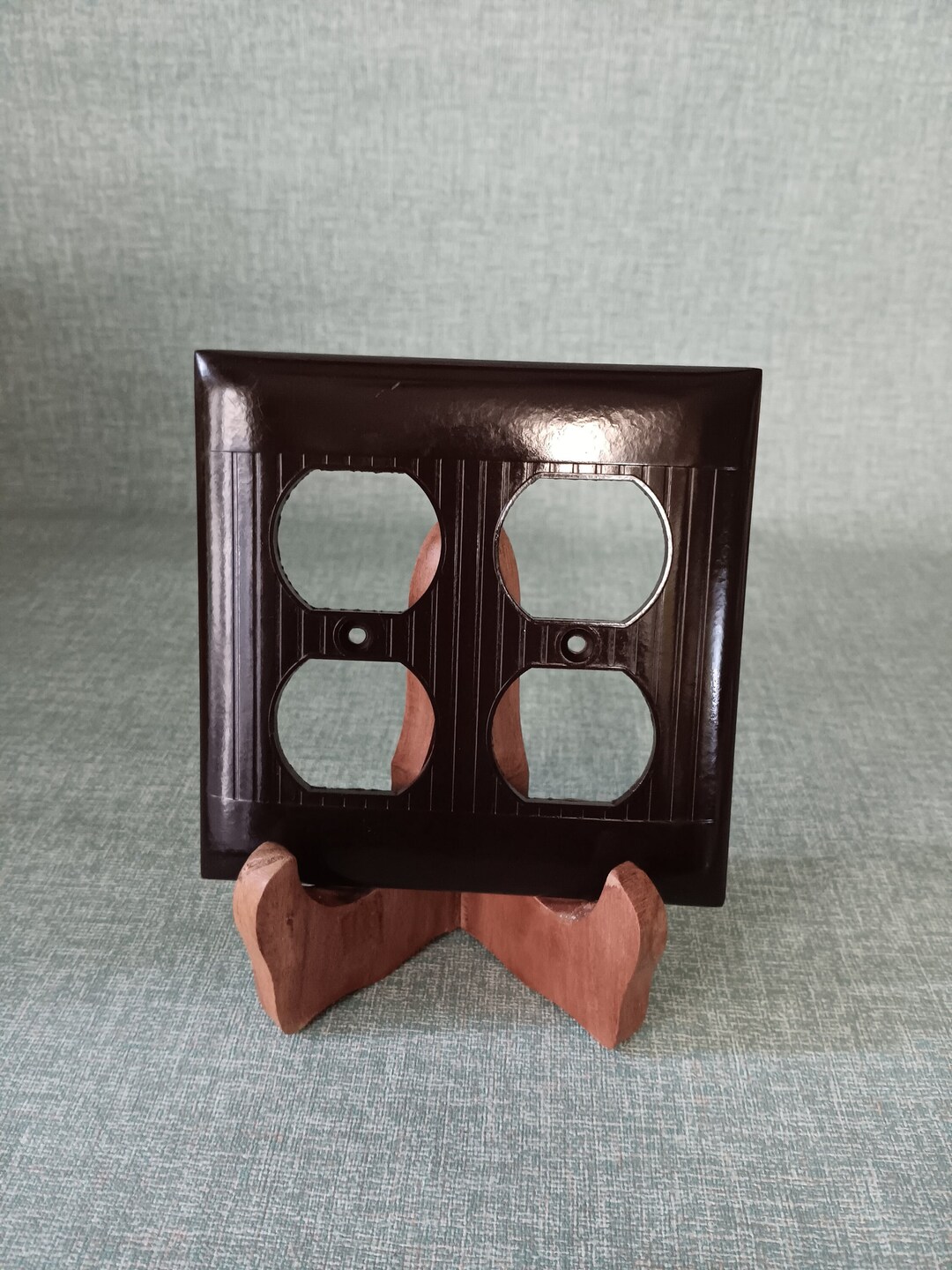 1940s Bakelite 2 Gang Duplex Wall Outlet Cover - Vintage Electrical ...