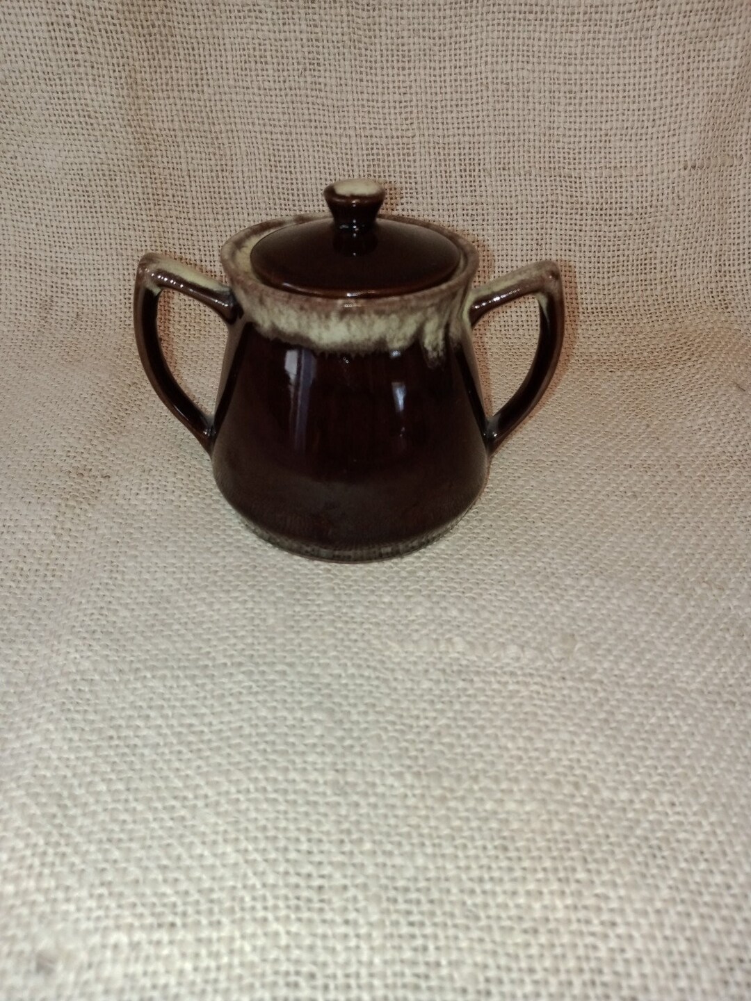 Vintage Redware Clay Sugar Bowl: Brown Drip Glaze Pottery - Etsy
