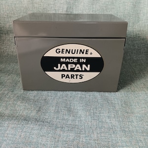Industrial 4 X 6 Metal File Card Box With Retro Stickers -vintage ...
