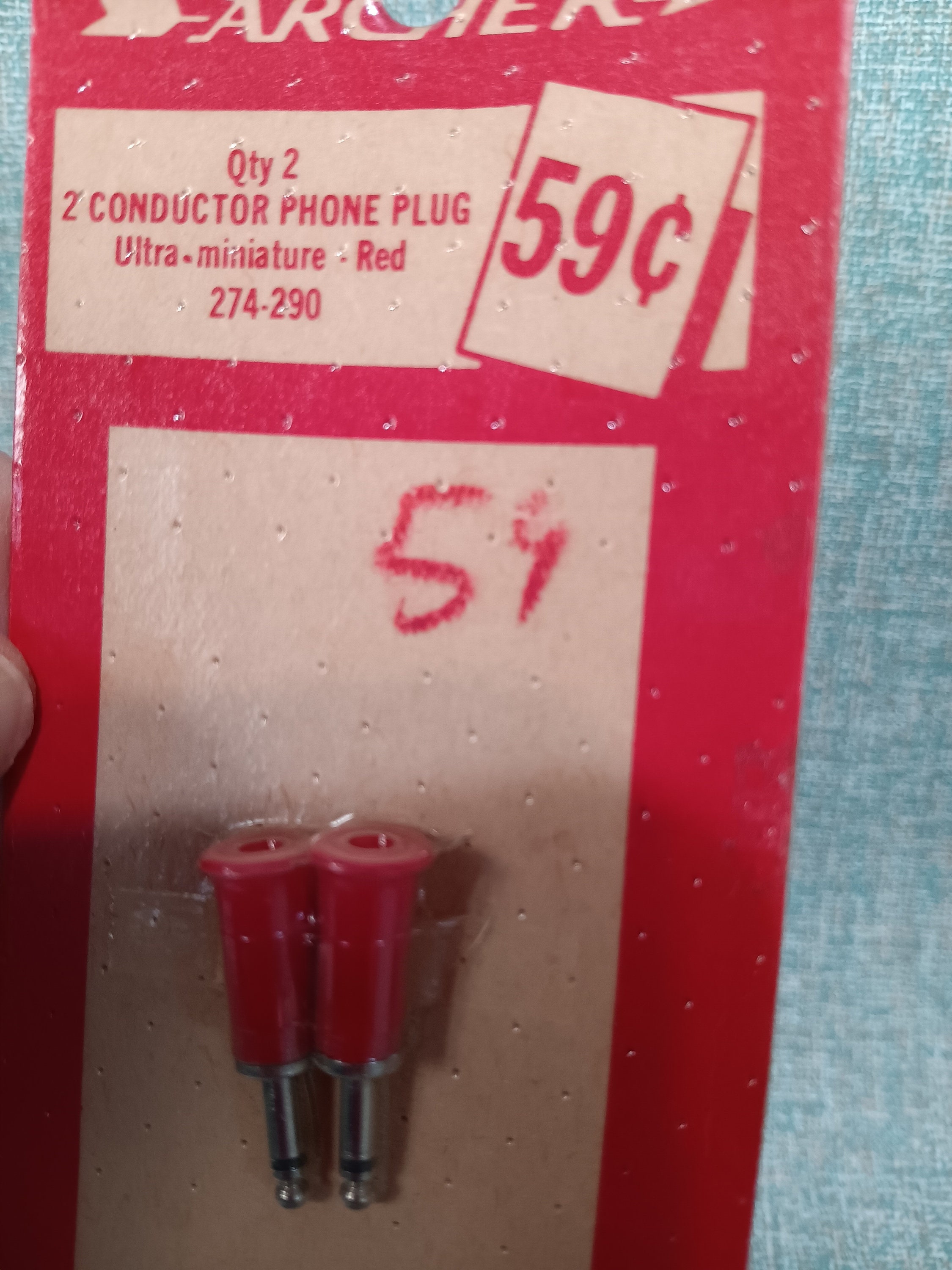 1960s NOS Archer Conductor Phone Plugs Ultra-miniature Red - Radio ...