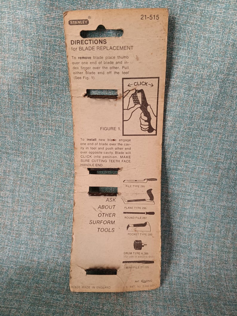 Vintage Stanley Surform Shaver Replacement Blades on Original Package ...