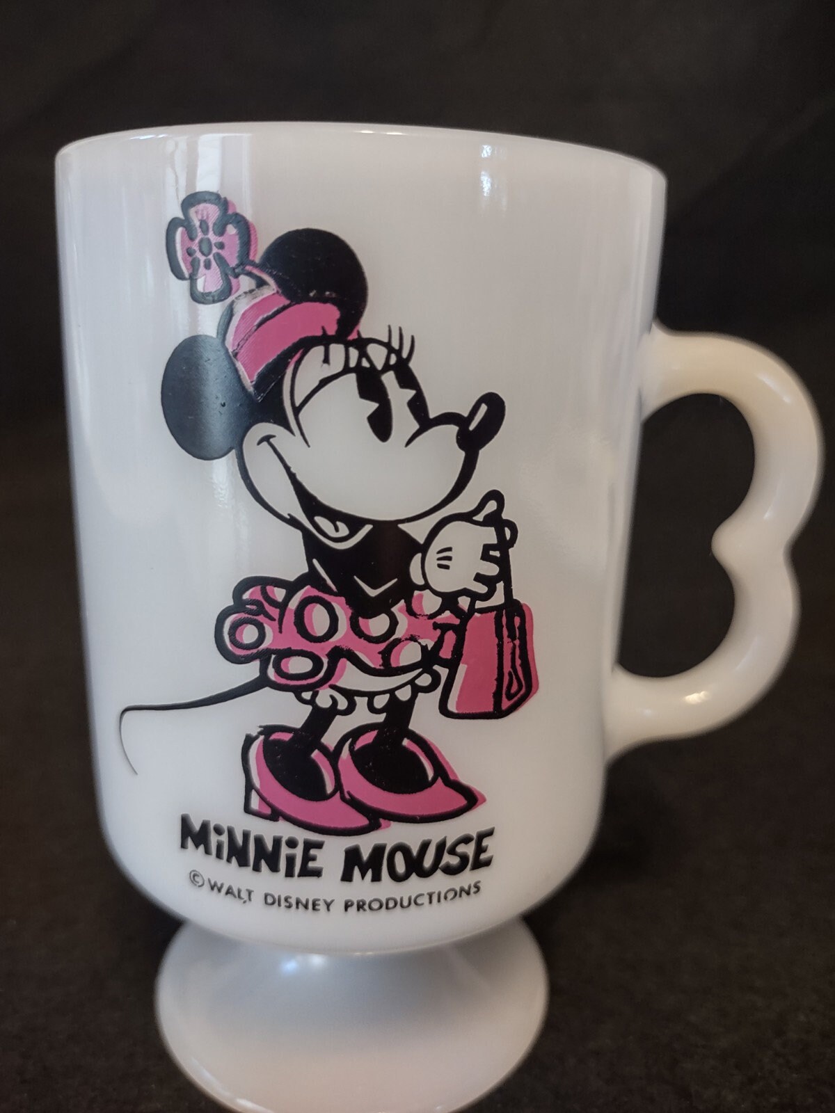 Vintage Minnie Mouse Milk Glass Pedestal Mug With Mouse Ear Handle - Etsy