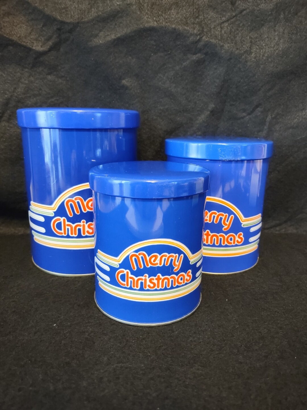 NOS Set of 3 Canister Tins With "merry Christmas" - Papercraft Corp ...