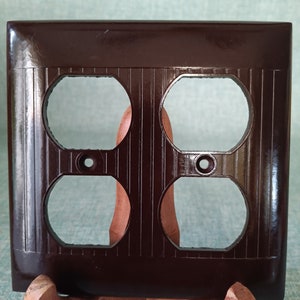 1940s Bakelite 2 Gang Duplex Wall Outlet Cover Vintage Electrical Home ...