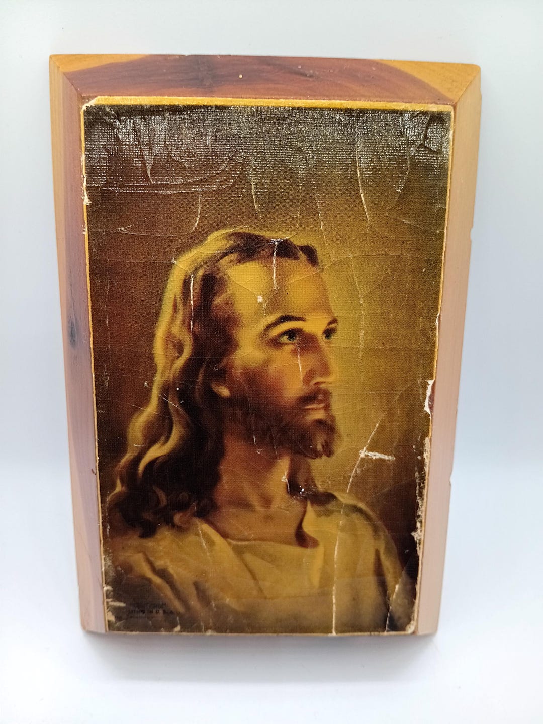 Vintage Jesus Lithograph: Decoupage Timberline Lodge Souvenir - Etsy