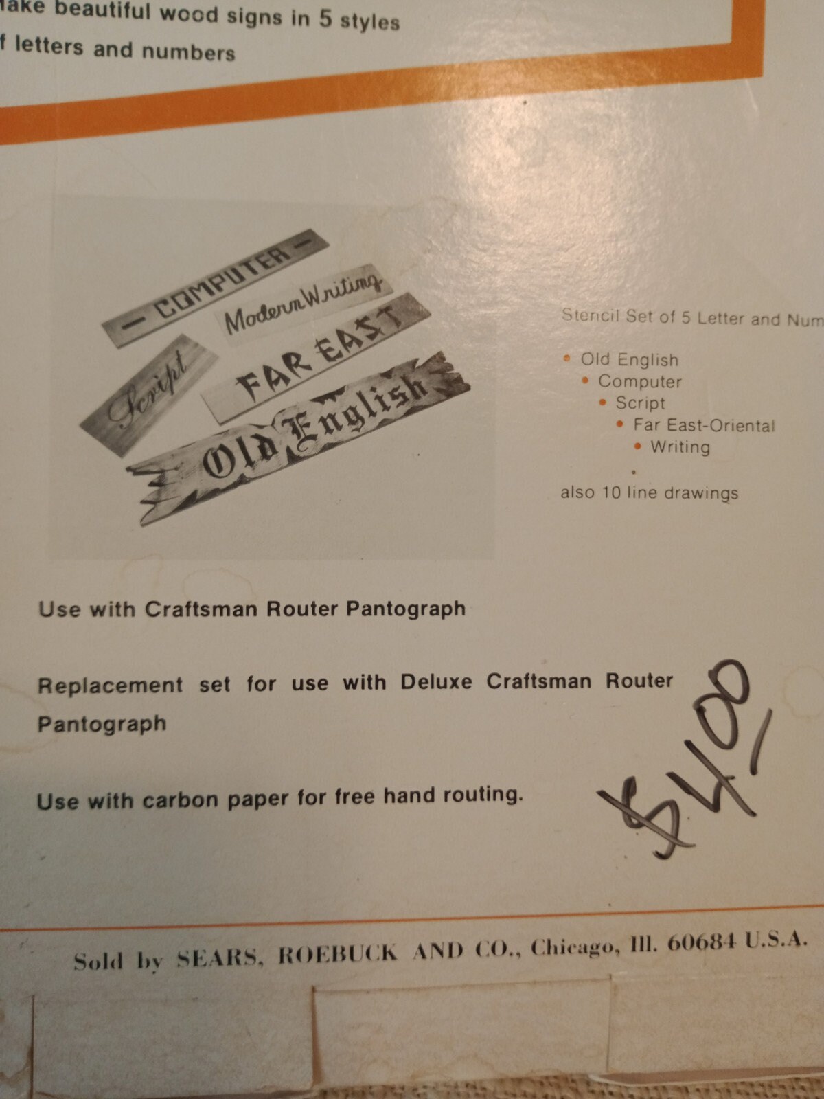 Sears Craftsman Router Stencil Set Model 9 2518 Woodworking | Etsy