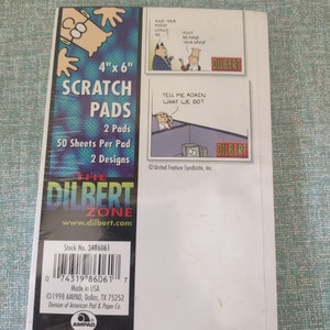 NOS the Dilbert Zone Scratch Pads - Note Pads 4x6" With 2 Designs - USA ...