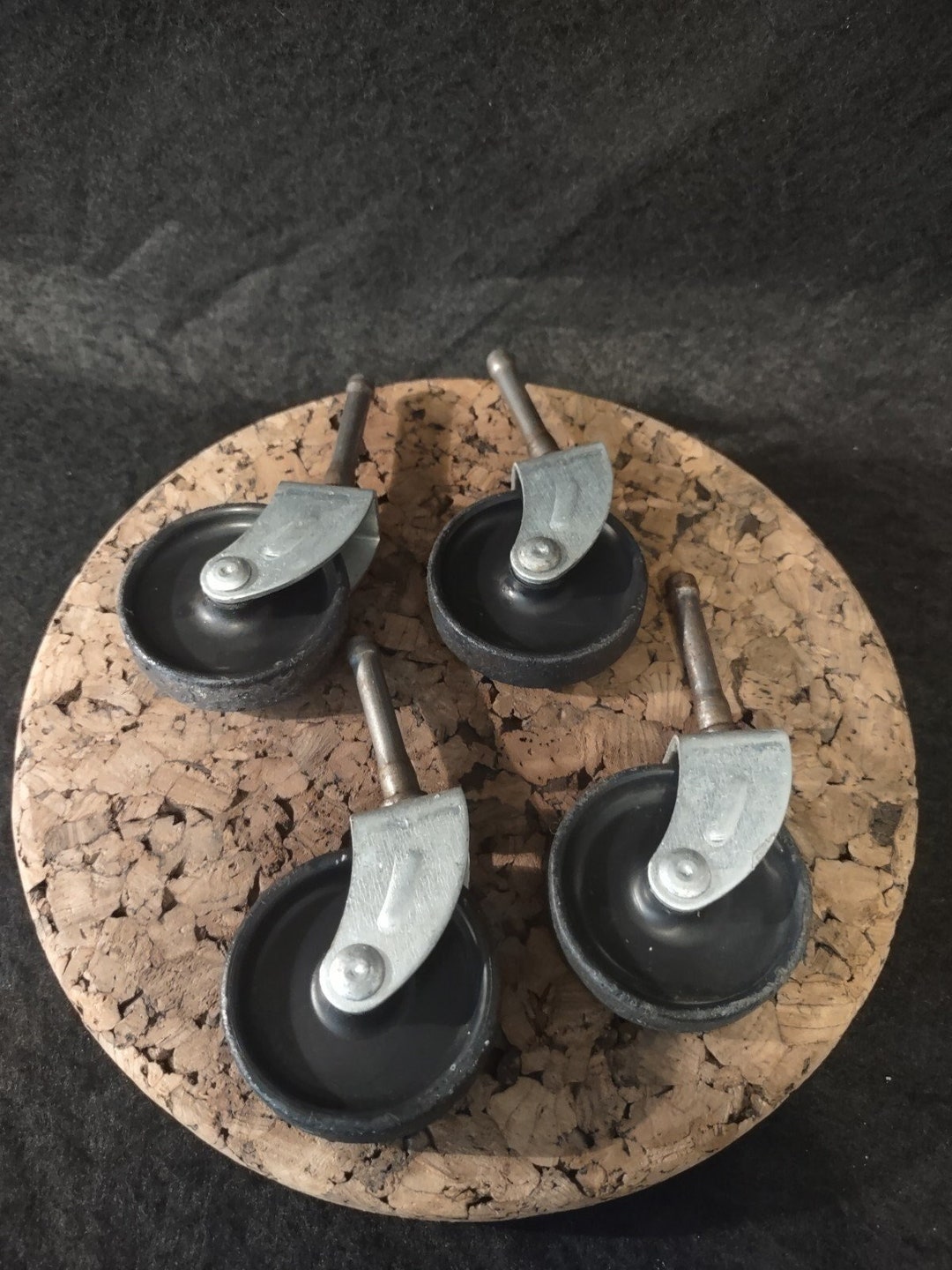 Set of 4 Vintage Casters - 2" Black Wheels - Replacement Wheels for ...