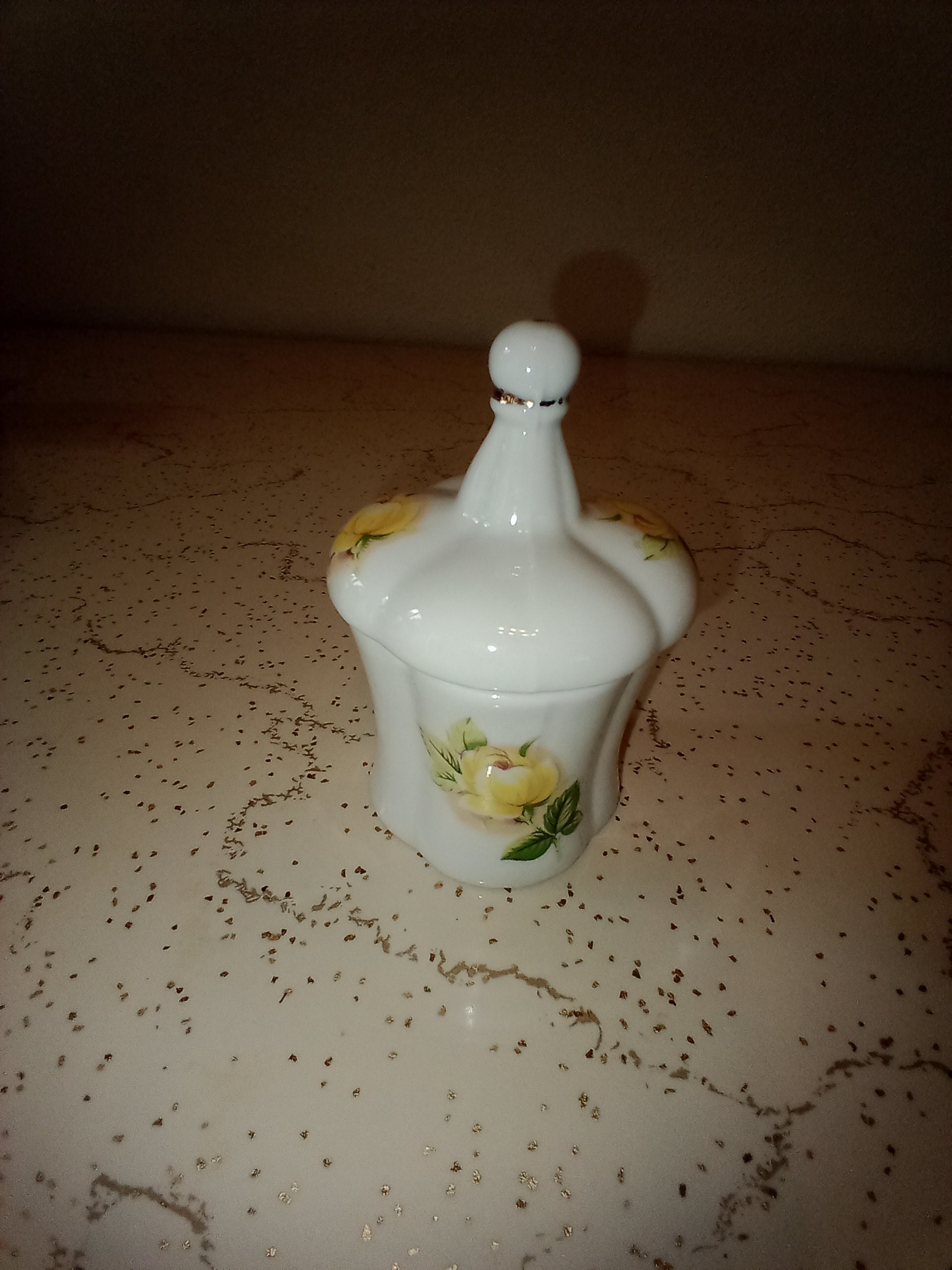 Genuine Porcelain Trinket Box with Lid Yellow Rose Trinket | Etsy