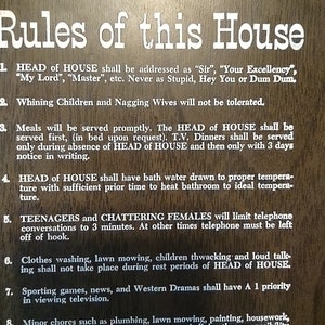 Funny House Rules Wood Wall Hanging - 1968 Tip'n Twinkle Retro Decor - Etsy