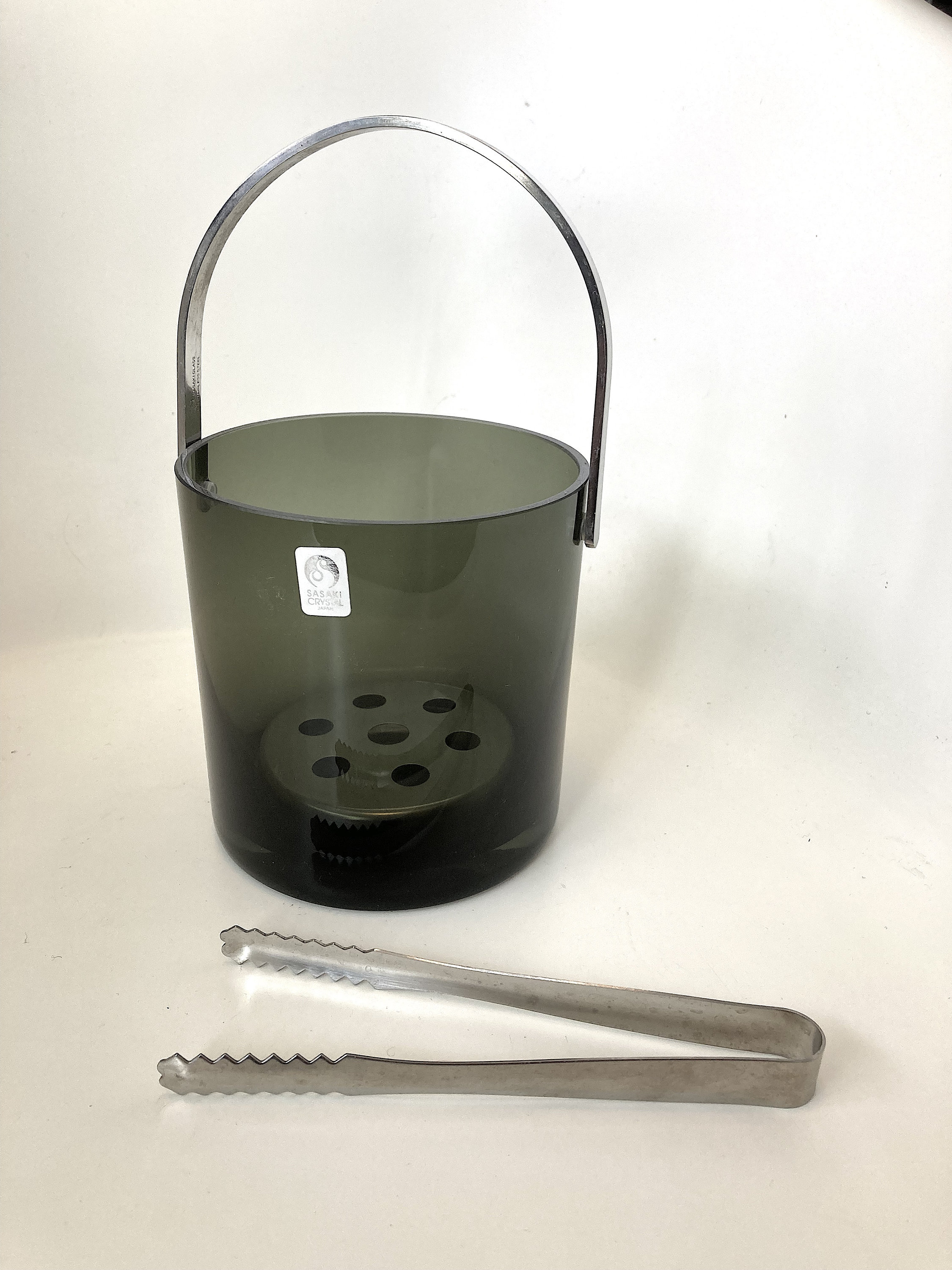 Vintage Japanese Sasaki Crystal and Steel Ice Bucket and Tongs - Etsy