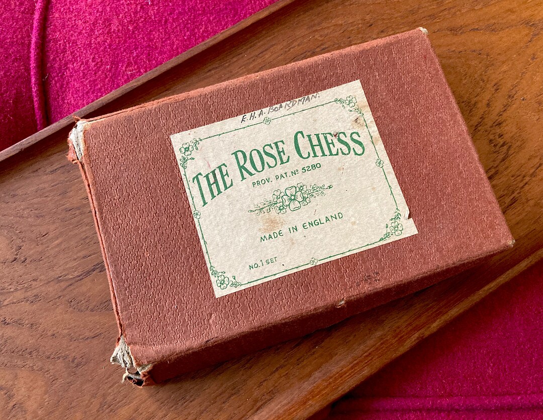 Antique Metal the Rose Chess Pieces in Original Box - Etsy