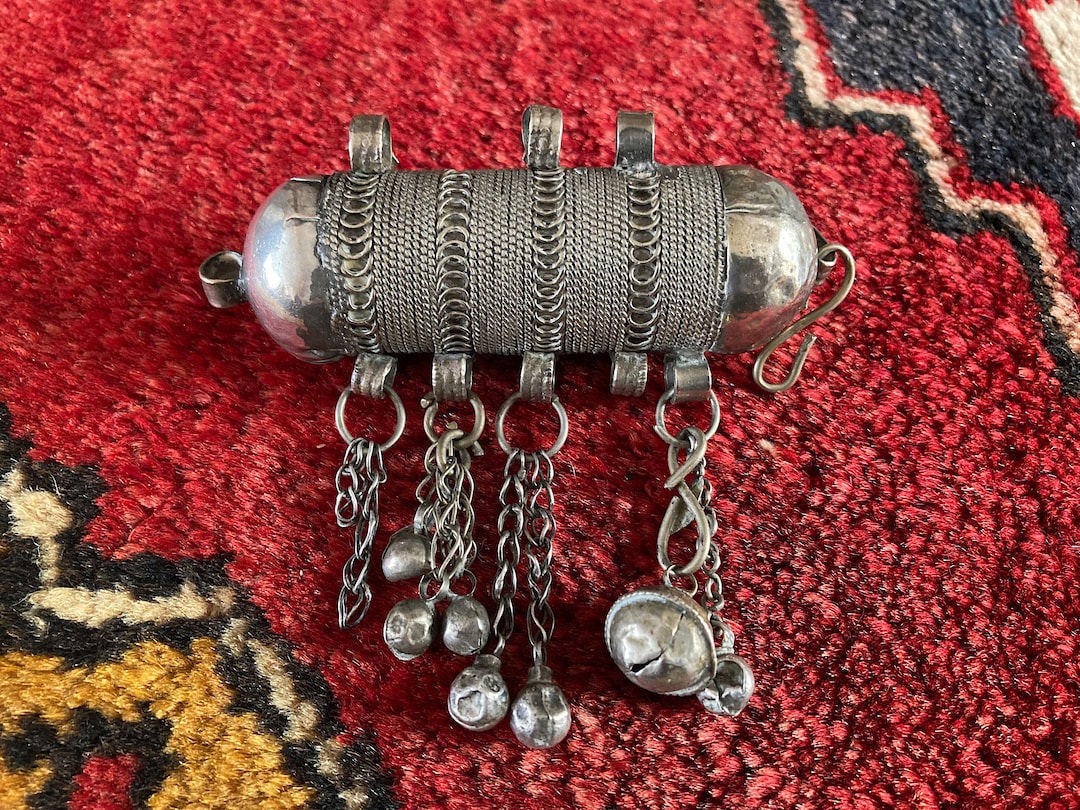 Antique Tribal Silver Scroll Holder Amulet - Etsy