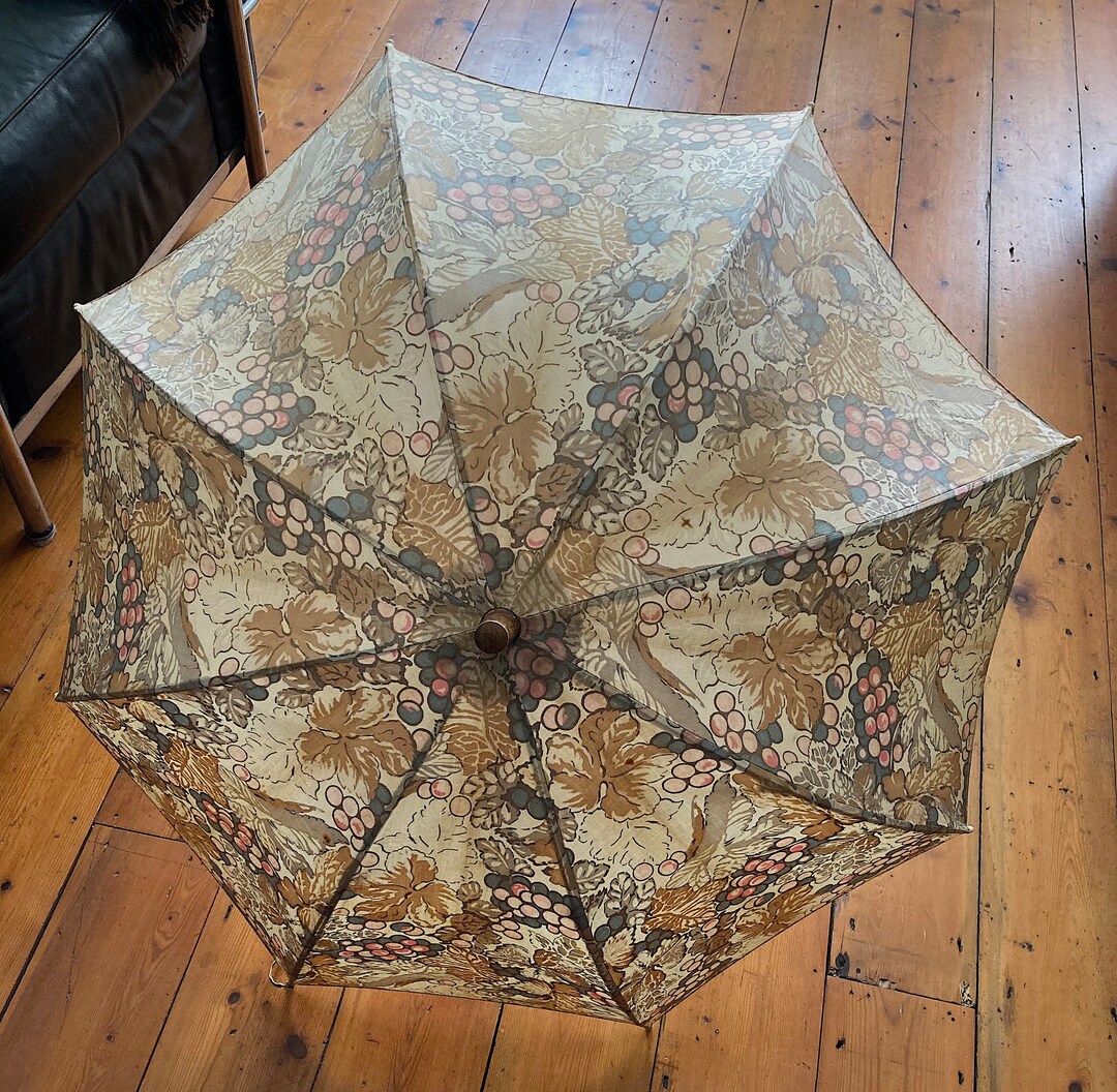 Vintage Cerebus Floral Parasol With Wooden Handle - Etsy