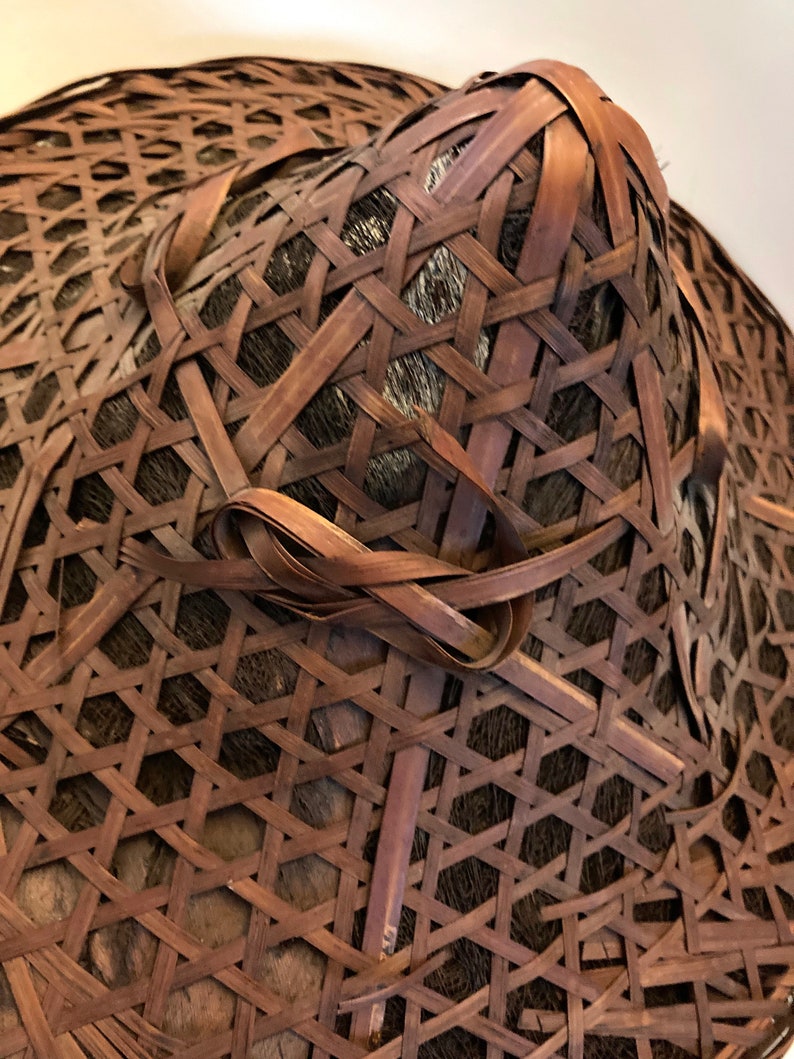 Vintage Japanese Samurai Hat in Bamboo and Fibre - Etsy