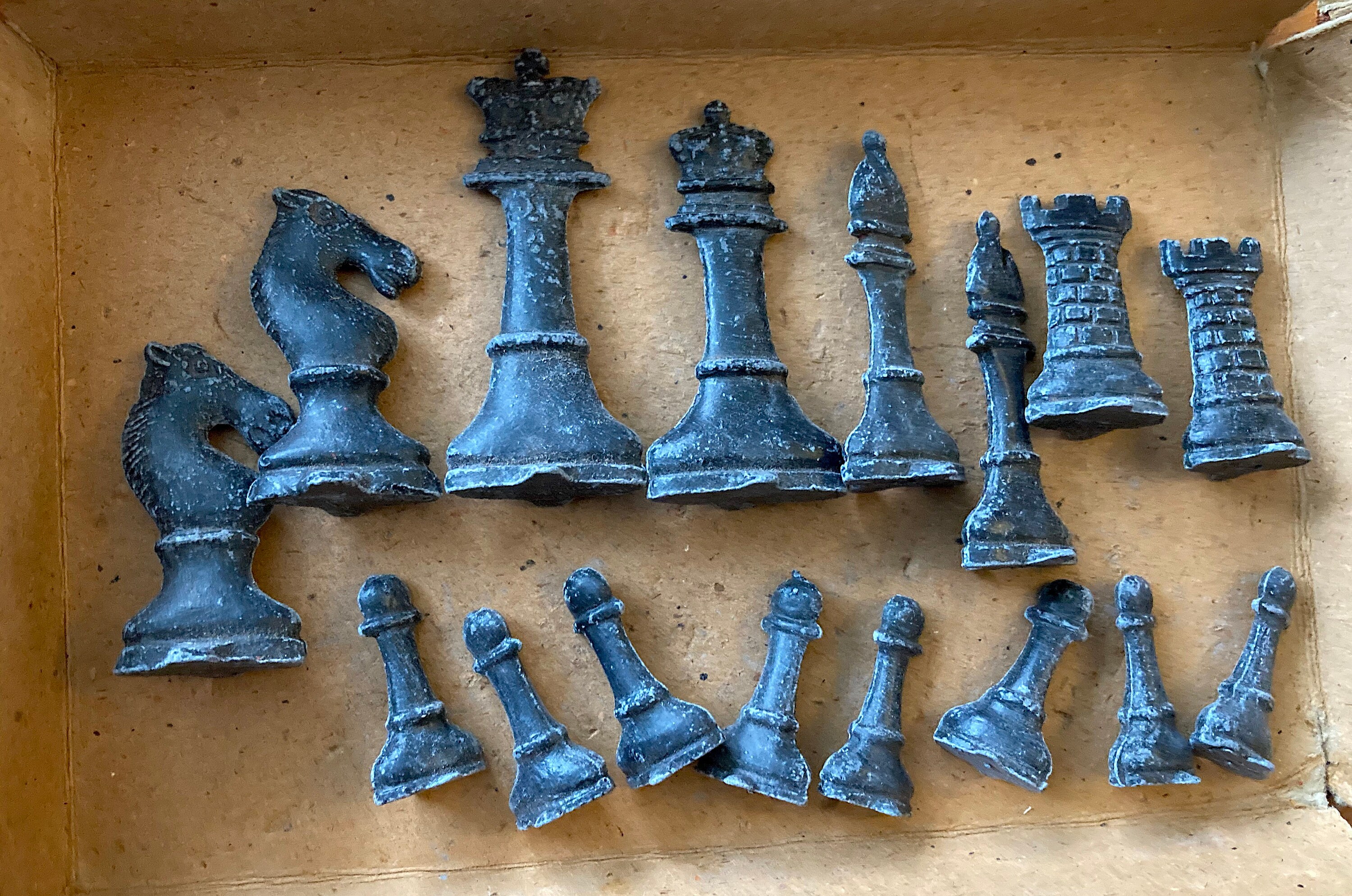 Antique Metal the Rose Chess Pieces, in Original Box - Etsy