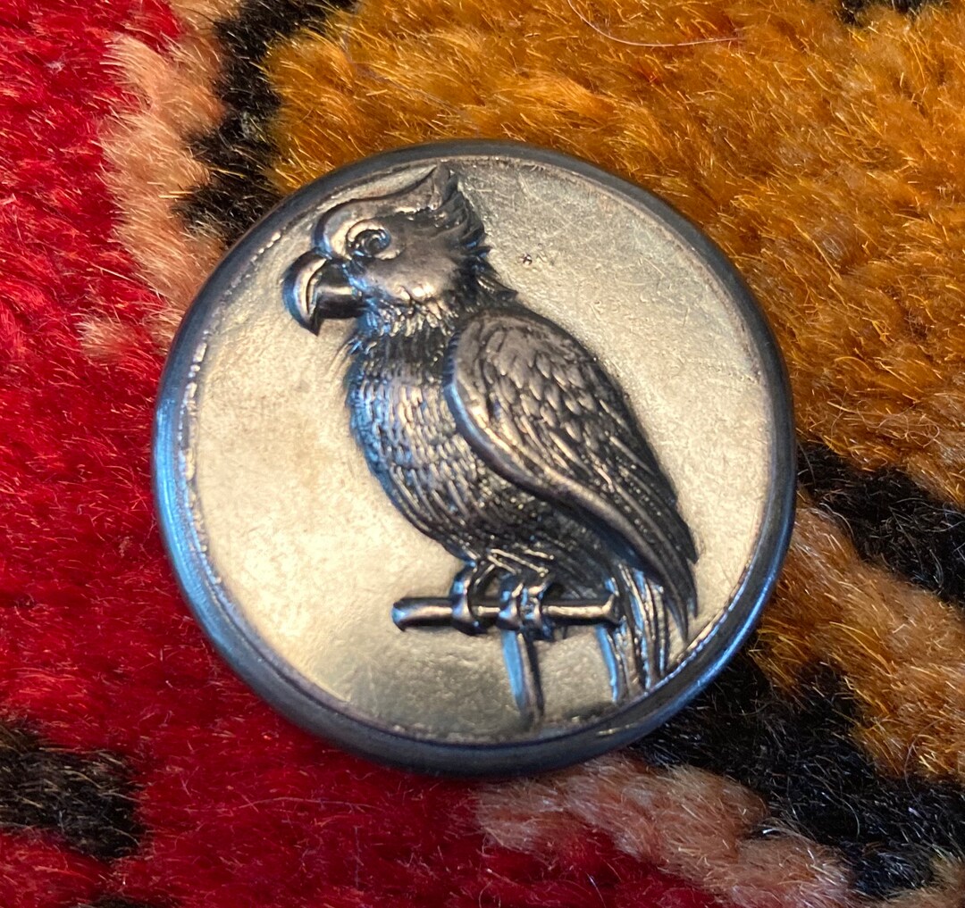 Vintage Metal Parrot Button - Etsy