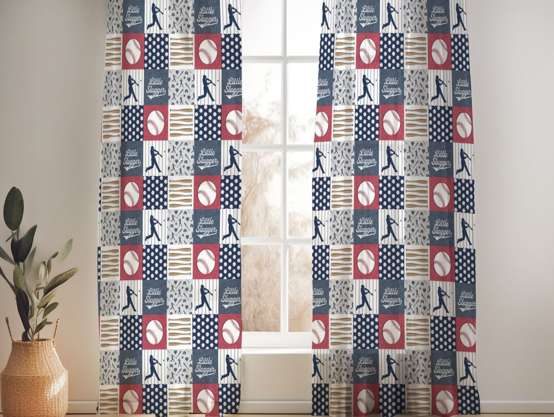 Baseball Nursery Curtains: Handmade Cotton Blend, Blackout Option - Etsy