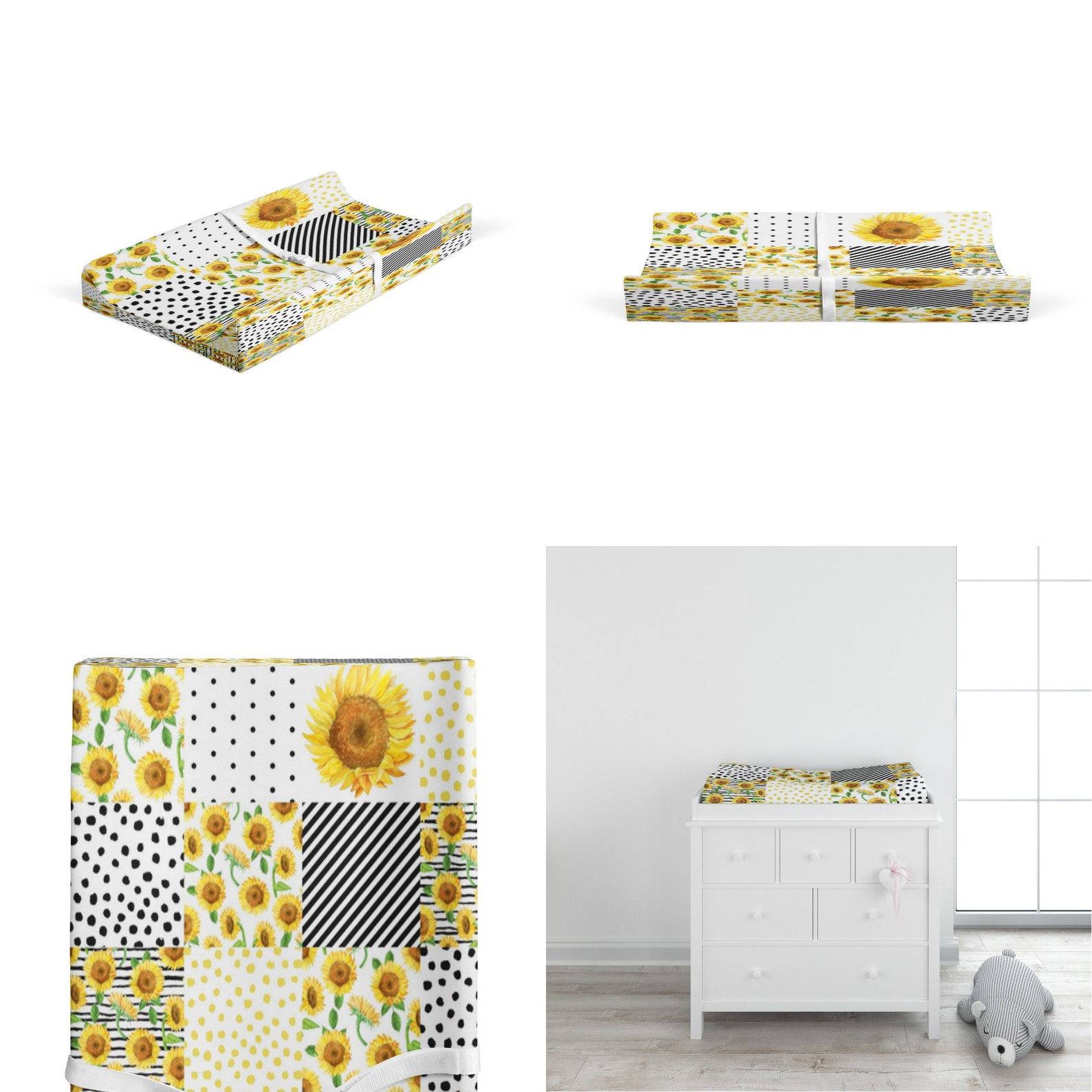 Sunflower Patchwork Baby Nursery Set Custom and Hand Made Just | Etsy