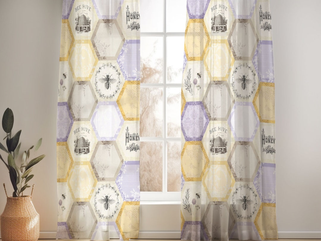 Honeycomb Bee Curtains: Honey and Lavender Nursery Decor - Etsy
