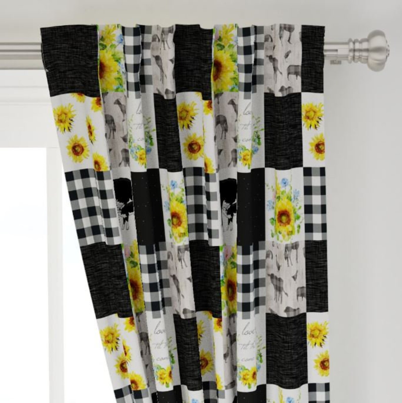 Sun Flower and Baby Caf Curtains for Nursery or Children's | Etsy