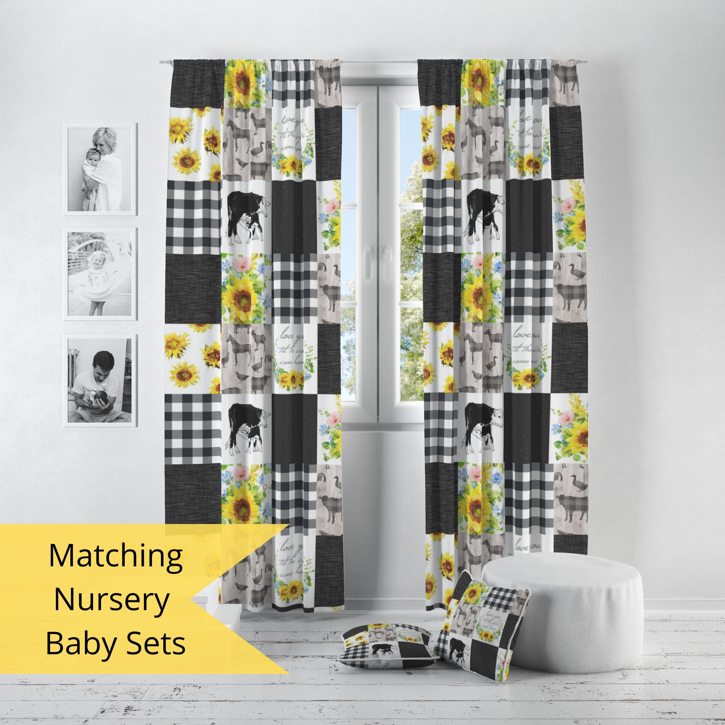 Sun Flower and Baby Caf Curtains for Nursery or Children's | Etsy