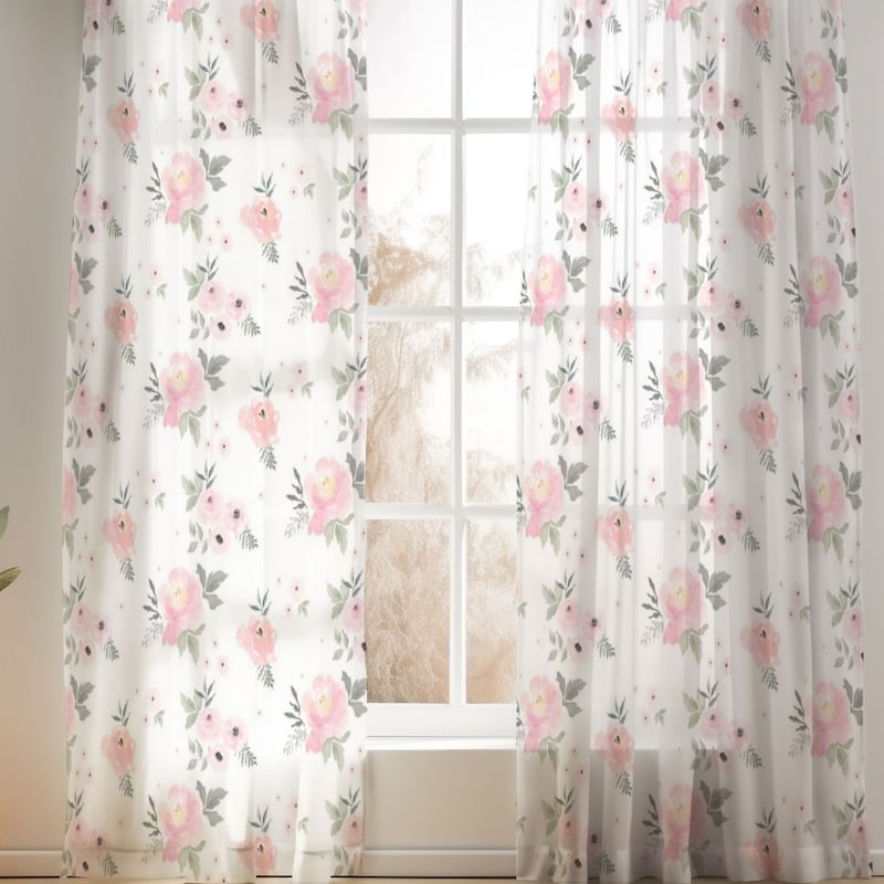 Pink Floral Curtains - Etsy