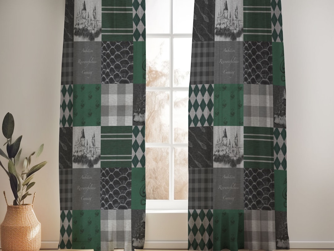 Green Wizard Patchwork Curtains: Nursery Decor, Cotton or Blackout - Etsy