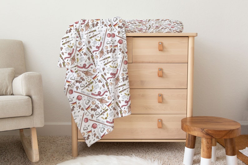 Wizard Baby Bedding Set: Organic Cotton Swaddle, Crib Sheet & Skirt - Etsy