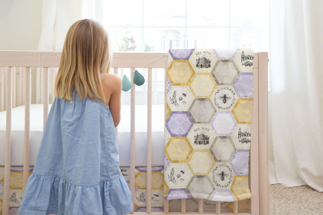 Honey and Lavender Bee Comb Baby Bedding Set Custom and Hand Made Just ...