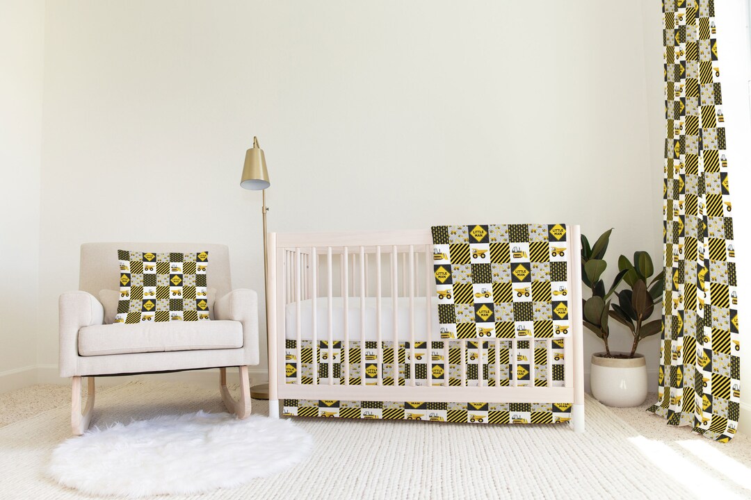 Construction Baby Bedding Set: Organic Cotton Swaddle, Crib Sheet ...